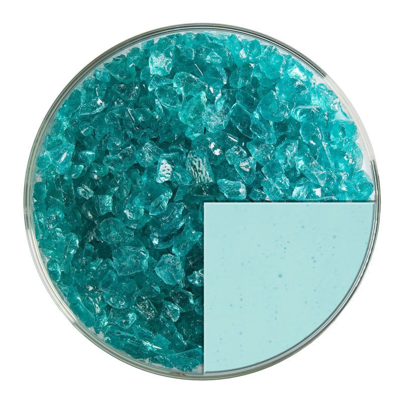 Bullseye Glass Frit: Light Aqua Blue Trans Coarse Frit 1408.03 – Warm Glass