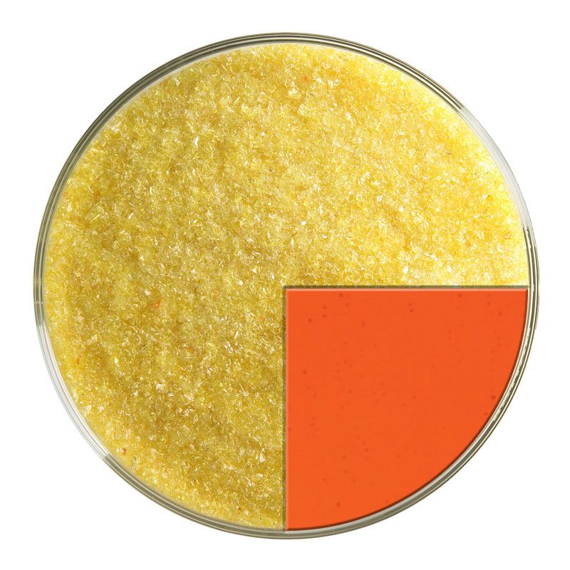 Bullseye Glass Frit: Orange Striker Transparent Fine 1125.01 – Warm Glass