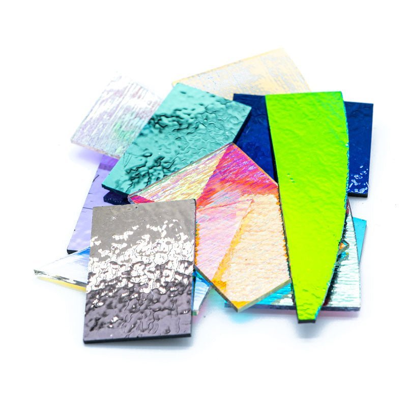 Dichroic Economy Pack: Crinklized on Black & Clear – Warm Glass